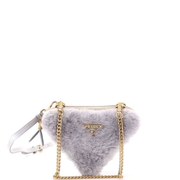 Prada | Bags | Prada Triangle Crossbody Pouch Shearling And Saffiano ...
